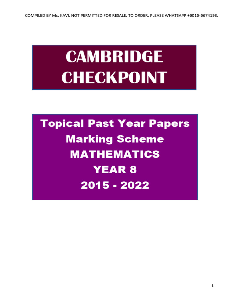 Year 8 Cambridge Math Past Papers | PDF | Mathematics | Science