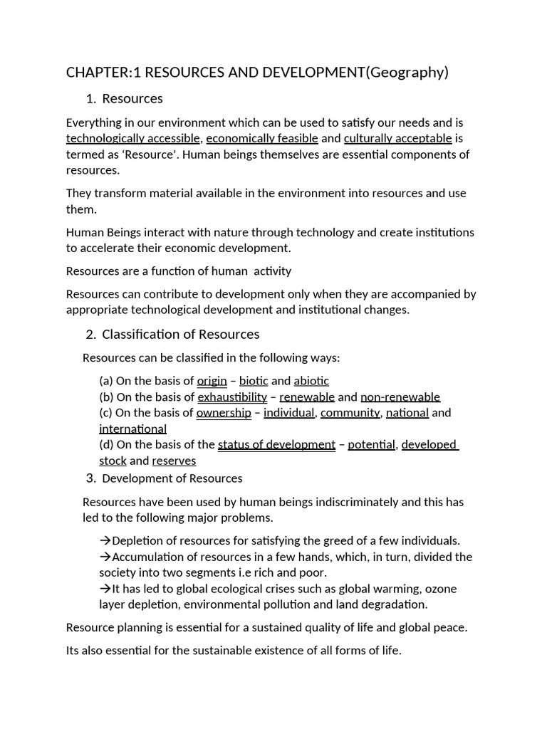 Chapter 1 Geography - Class 10 | PDF | Resource | Sustainability