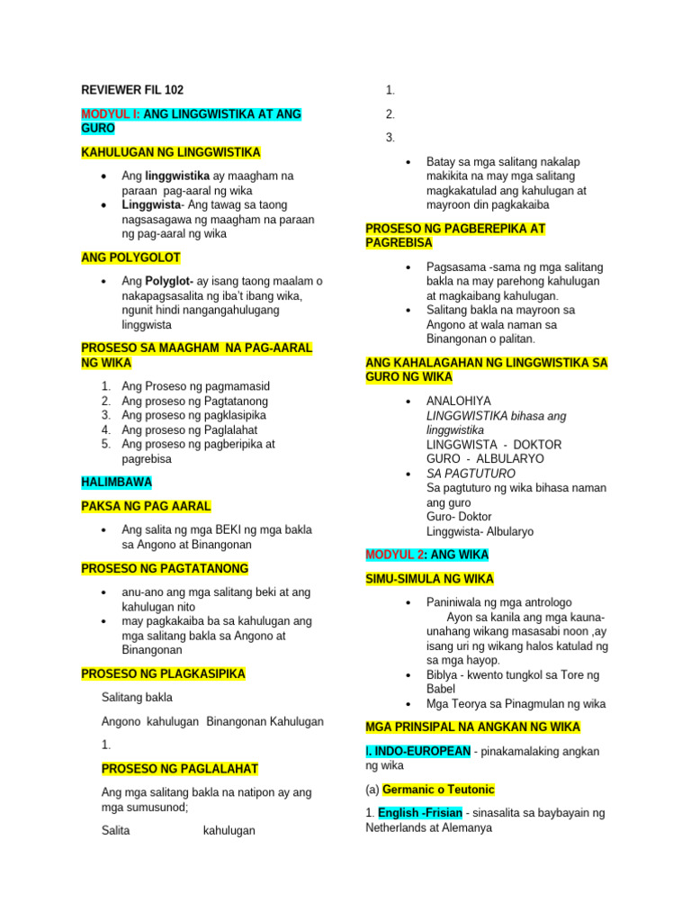 Reviewer Fil 102 | PDF
