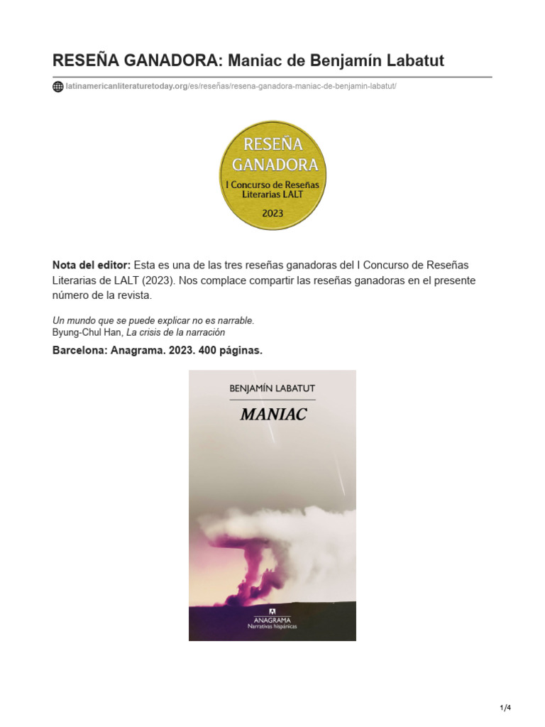Maniac de Benjamin Labatut | PDF