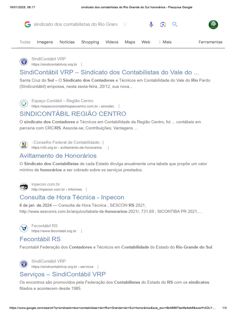 sindicato dos contabilistas do Rio Grande do Sul honorários - Pesquisa ...