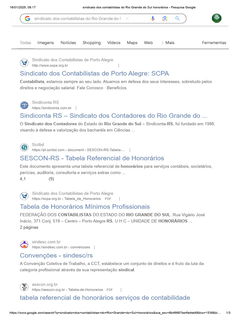 Sindicato Dos Contabilistas Do Rio Grande Do Sul Honorários - Pesquisa ...