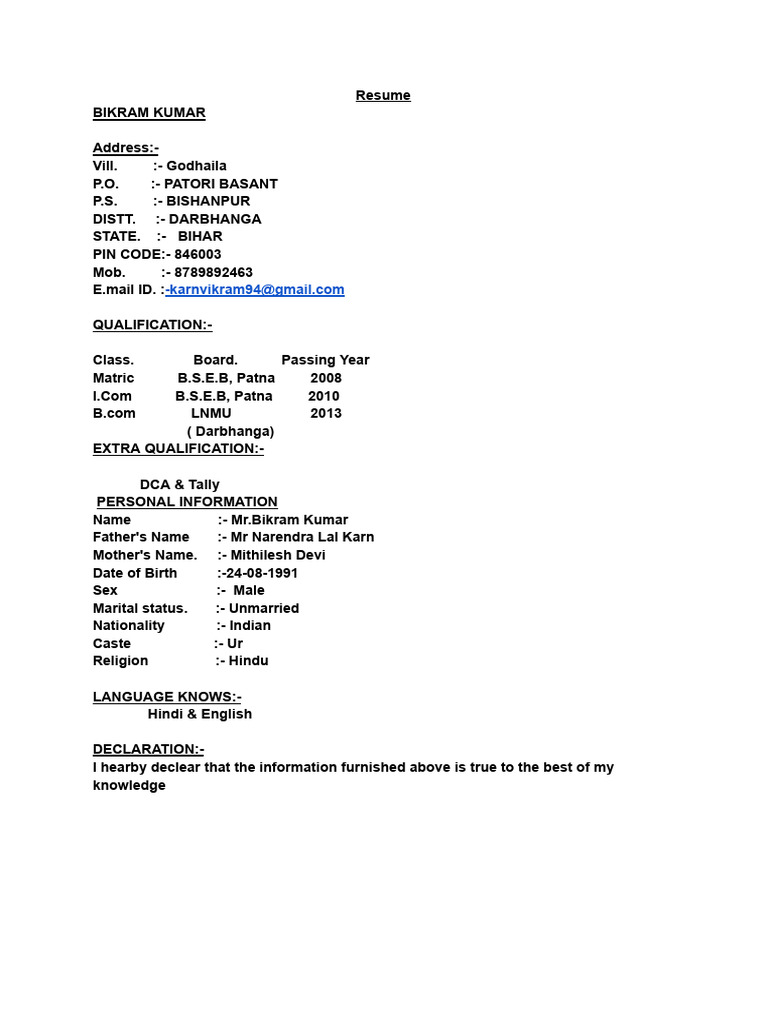 Bikram Resume Doc | PDF