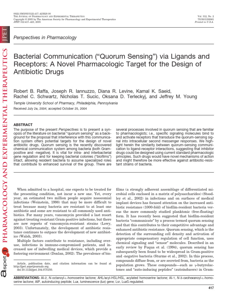 2005-Bacterial Communication ("Quorum Sensing") Via Ligands and Receptors | PDF | Biofilm ...