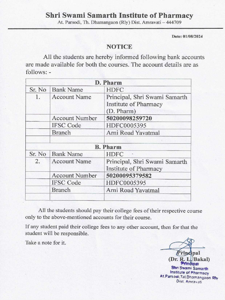 Fees Notice 2024-25 | PDF