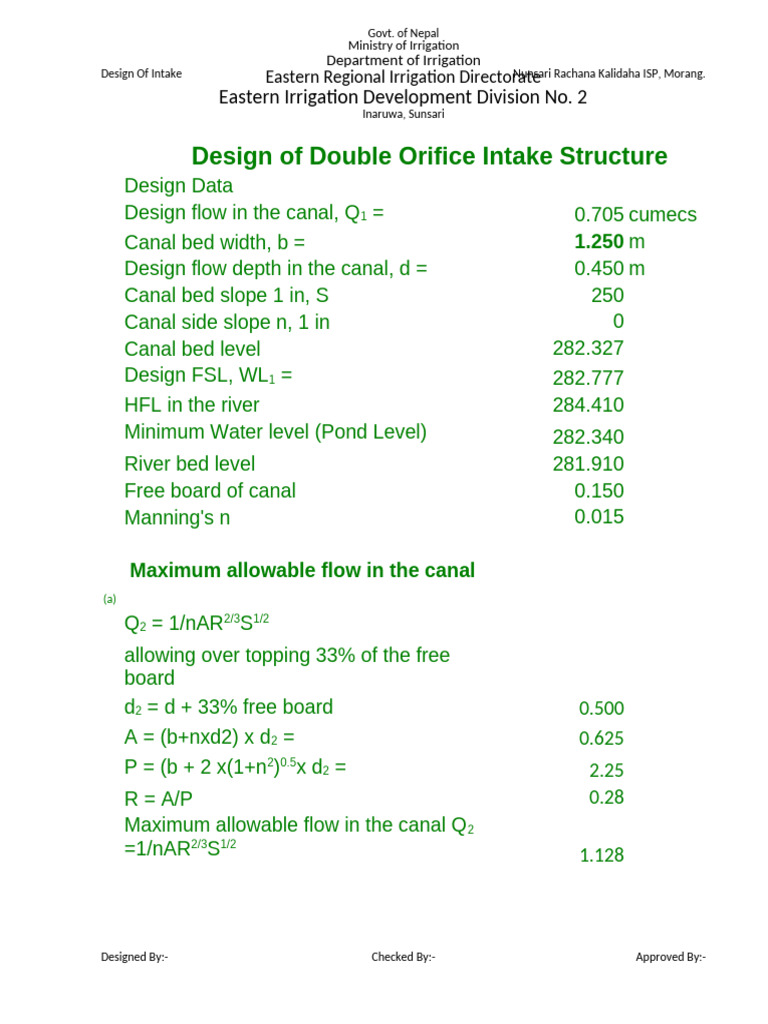 4.headworks Design Rawang | PDF | Beam (Structure) | Bridge