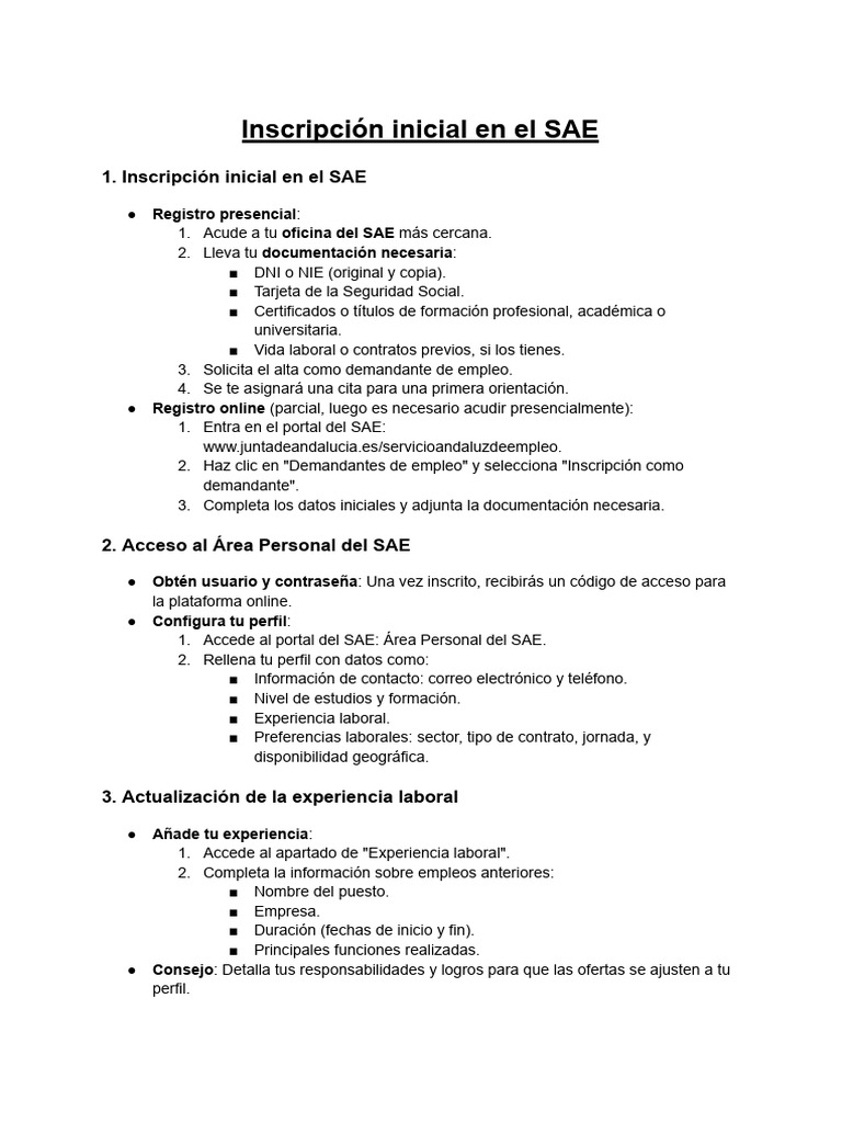 Inscripción Inicial en El SAE | PDF | Informática | Documento de identidad