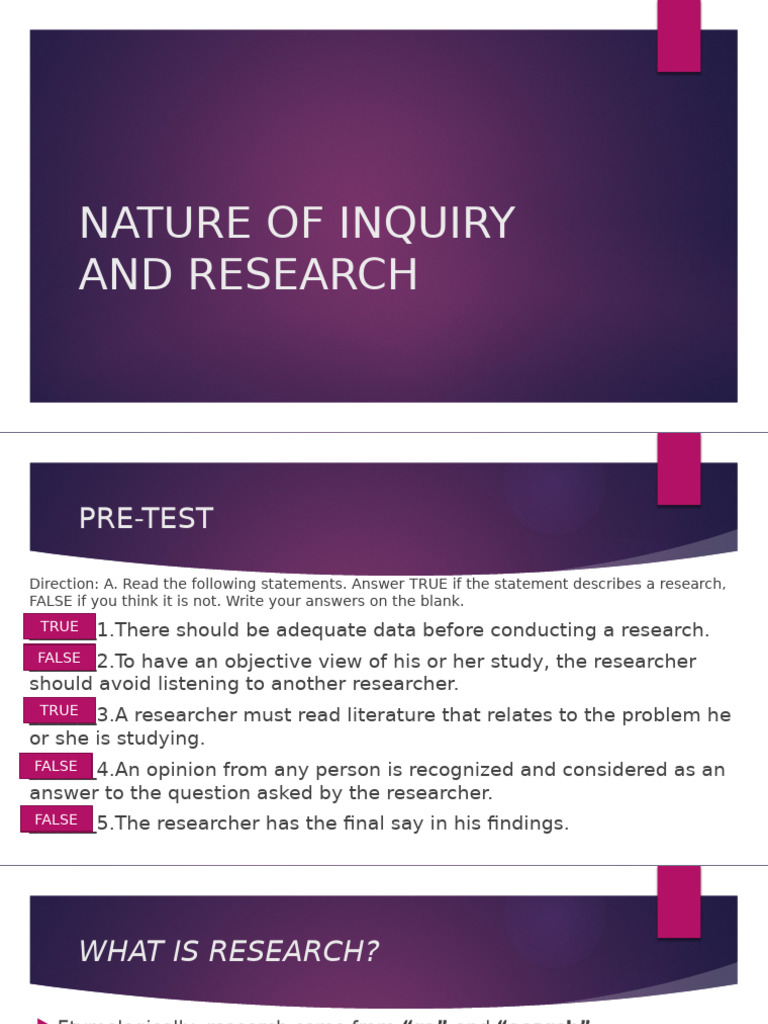 Lesson 1 Nature of Inquiry and Research | PDF | Inquiry | Knowledge