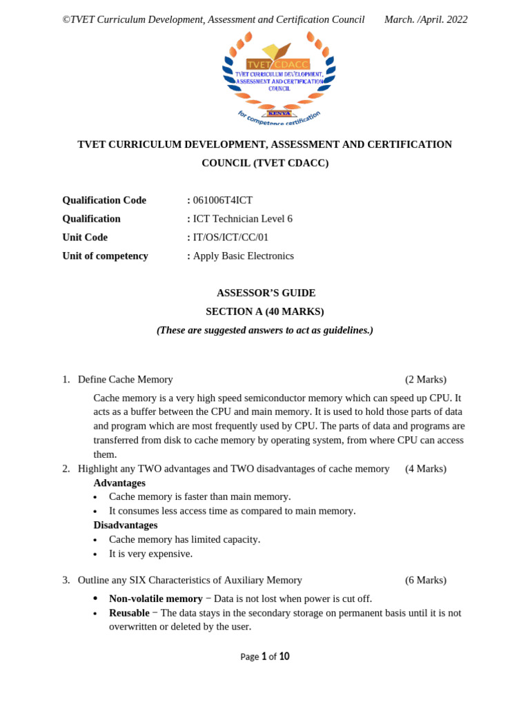 Assessors Guide Written | PDF | Semiconductors | Electronic Component