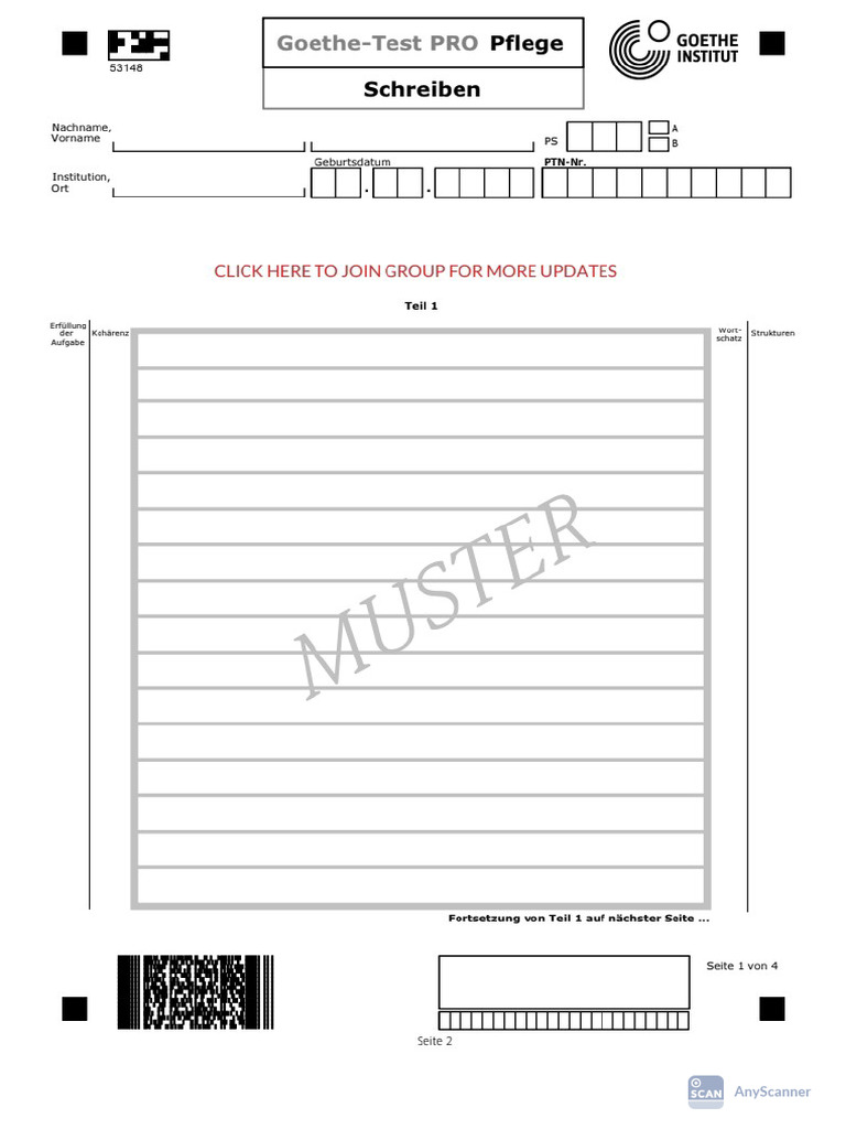 Schreiben MODEL Answer Sheet For Practice B2.A.N.D | PDF