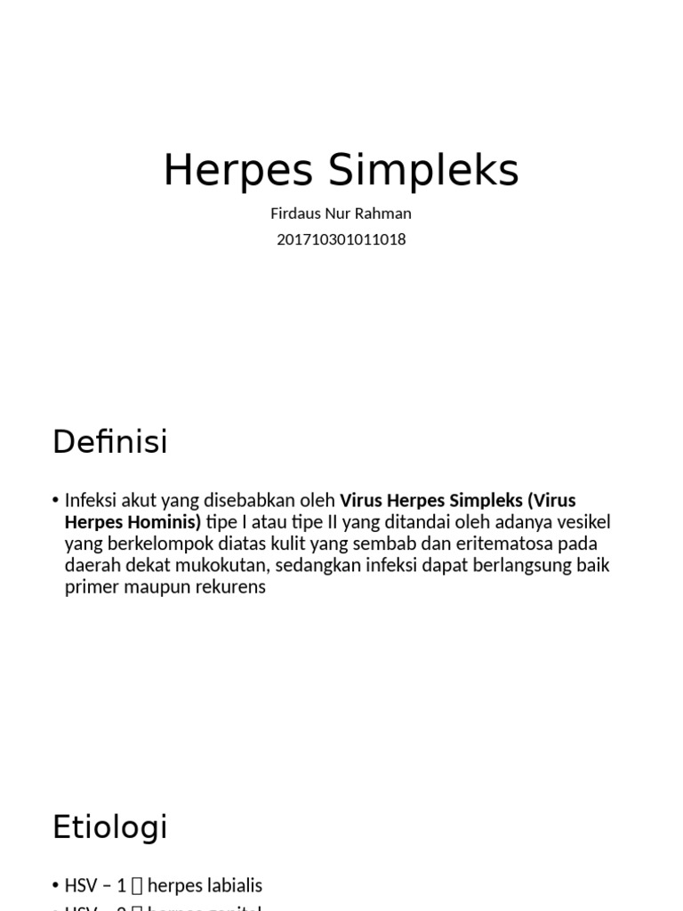 Herpes Simpleks: Definisi, Gejala, dan Tatalaksana | PDF
