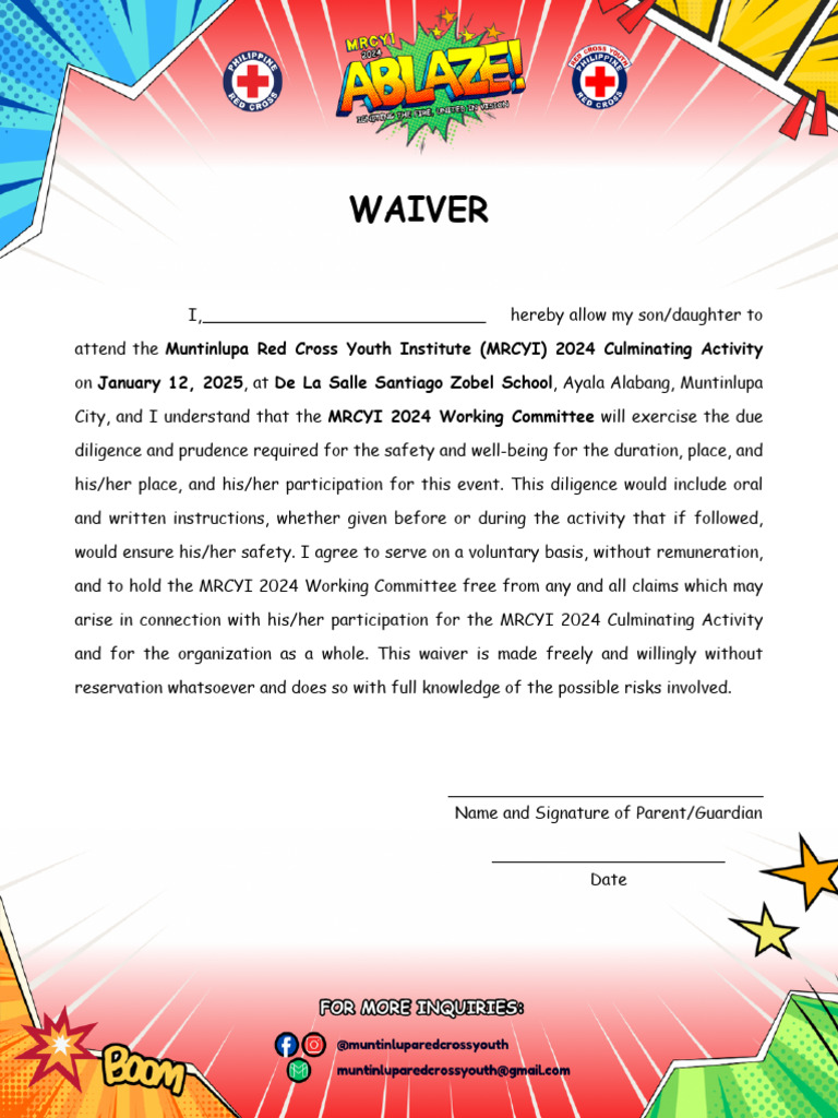 MRCYI 2024 Activity Parental Waiver | PDF