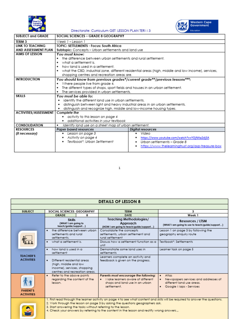 Grade 8 Geography: Urban Settlements Guide | PDF | Affordable Housing ...