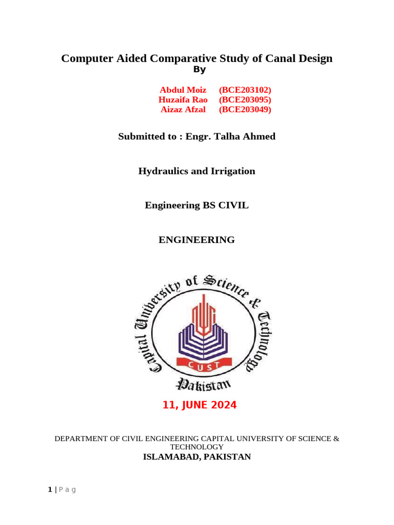 Project Report Hydraulics Final 1 | PDF | Earth Sciences