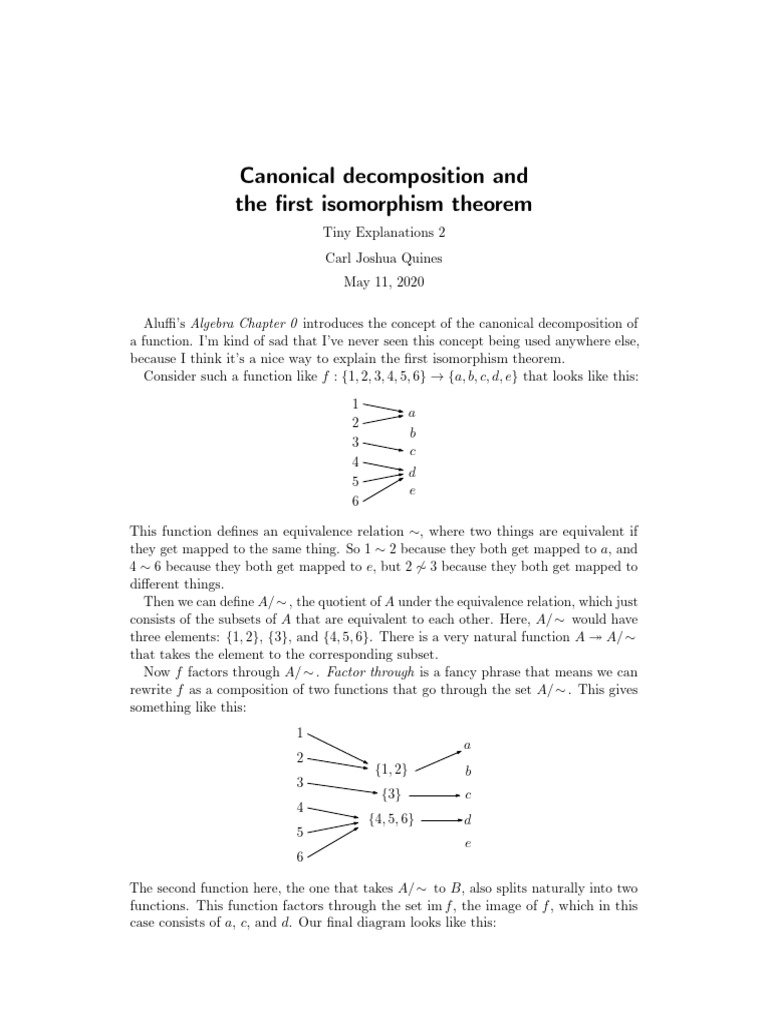 Canonical Decomposition | PDF | Group (Mathematics) | Function (Mathematics)
