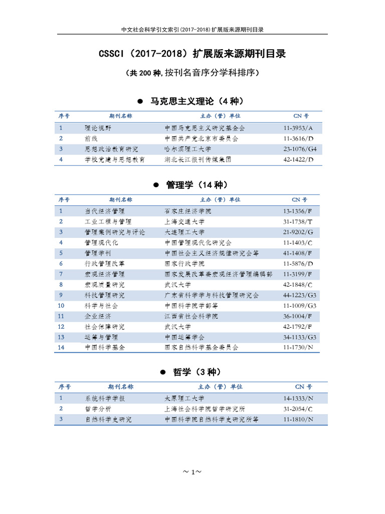 CSSCI扩展版 | PDF