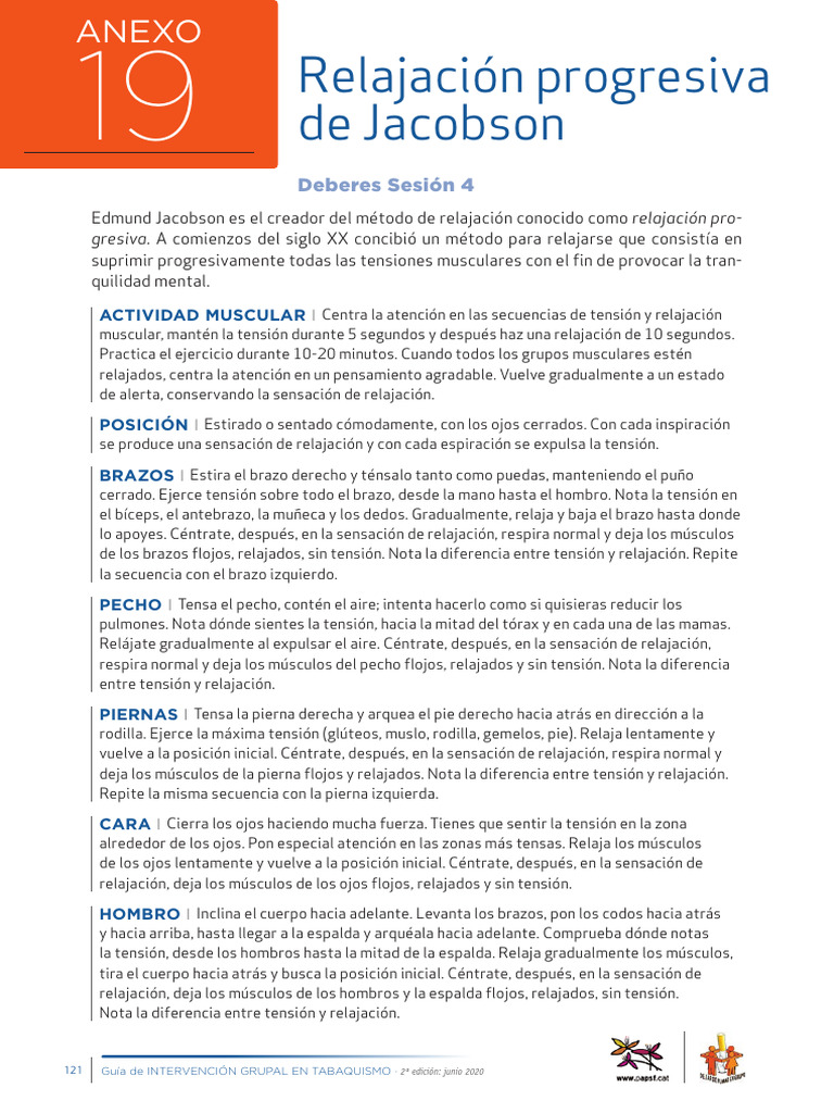 Anexo 19 - RELAJACION PROGRESIVA DE JACOBSON | PDF | Sistema musculoesquelético