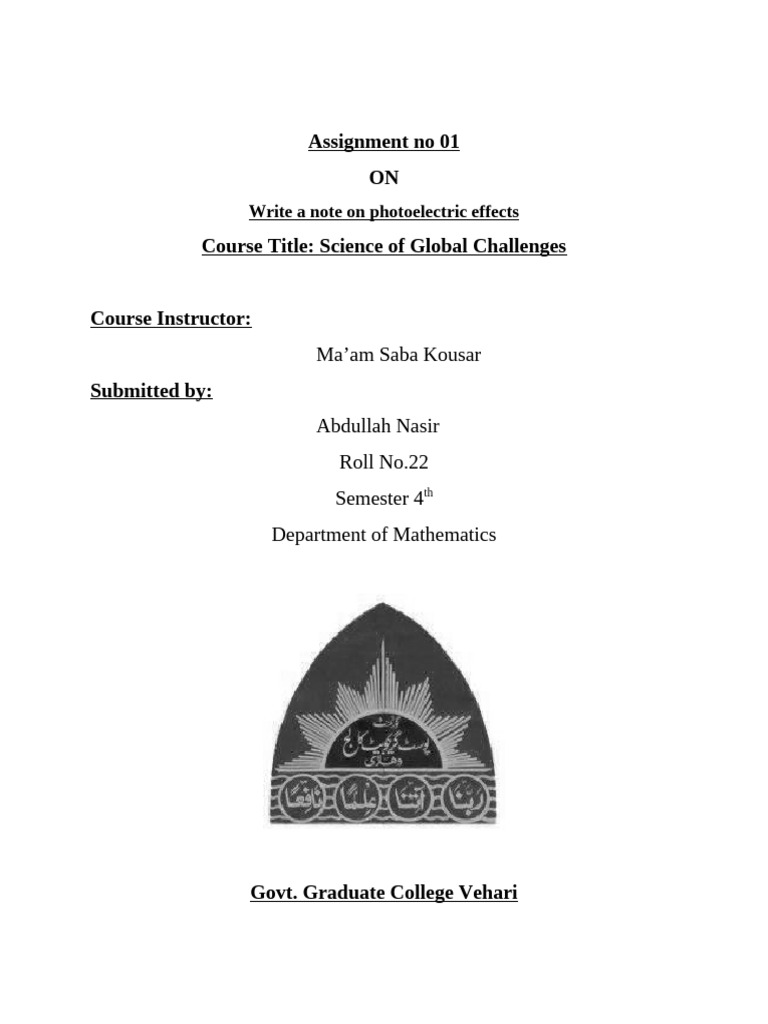 Abdullah Nasir 1 | PDF | Photoelectric Effect | Electrical Engineering