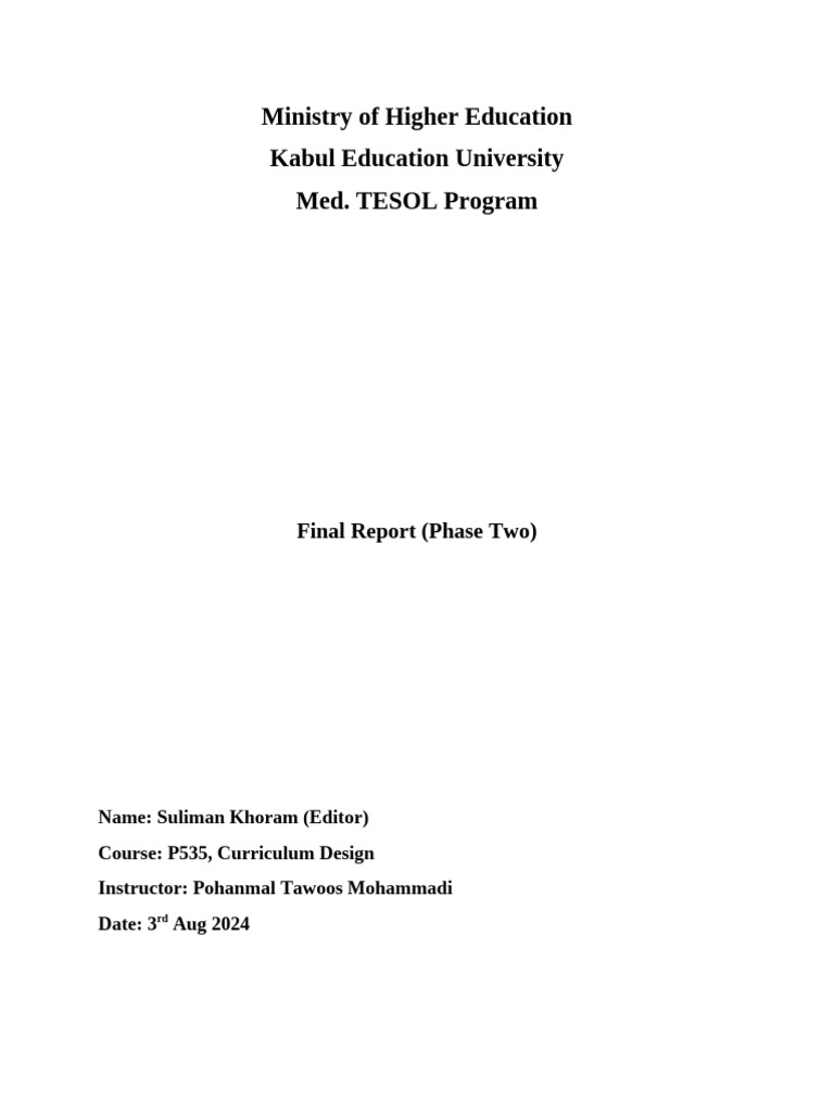 TESOL Program Assessment Report | PDF