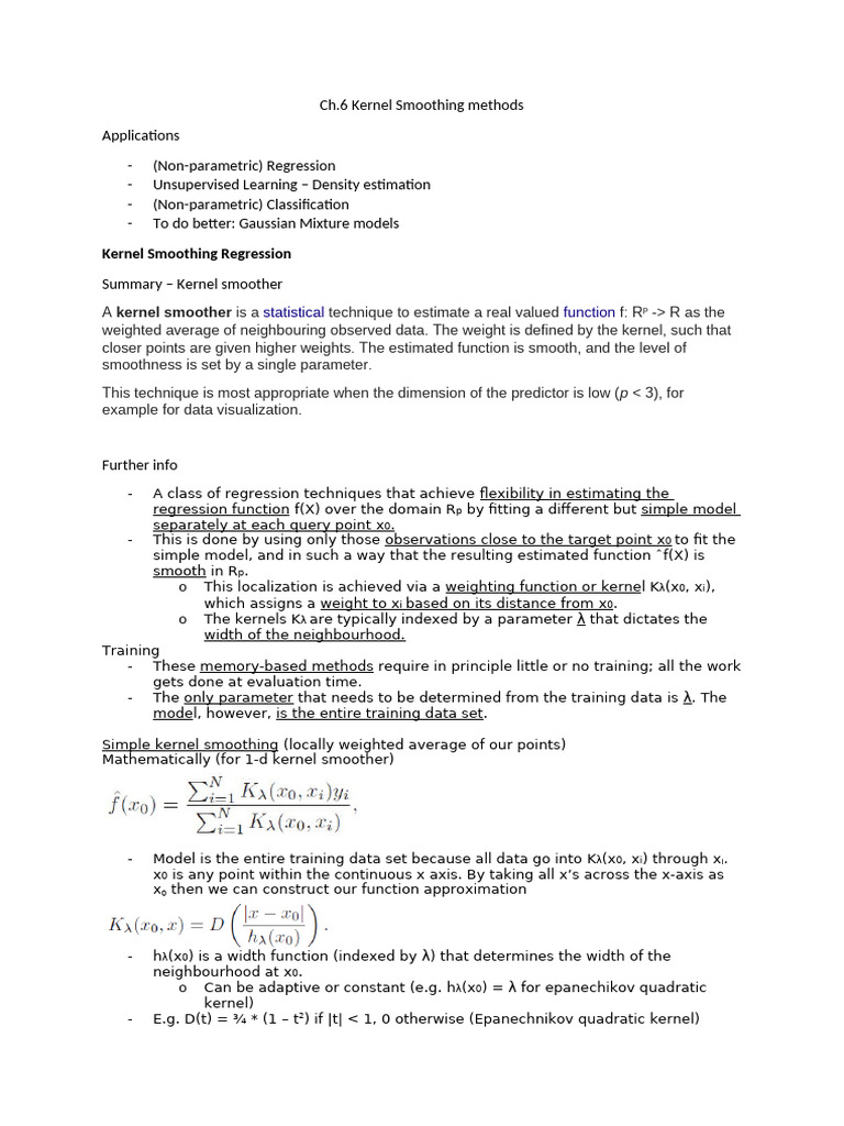 Kernel Smoothing & Regression Guide | PDF | Regression Analysis | Probability Density Function