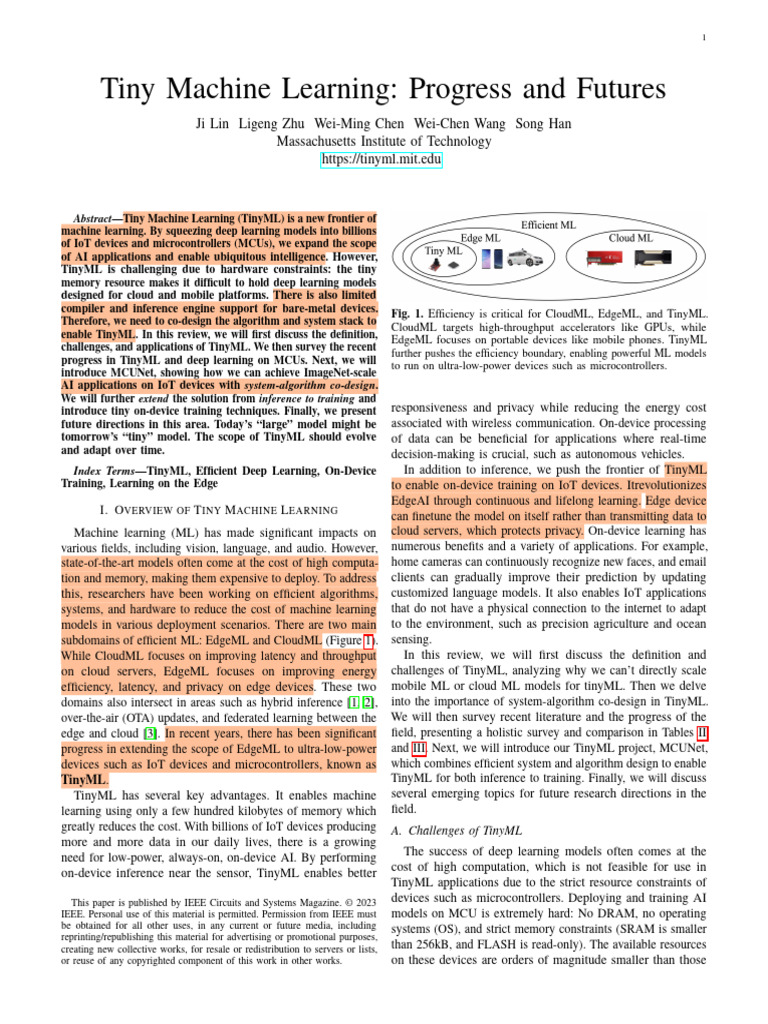 Tiny ML-Progress and Futures | PDF | Machine Learning | Deep Learning