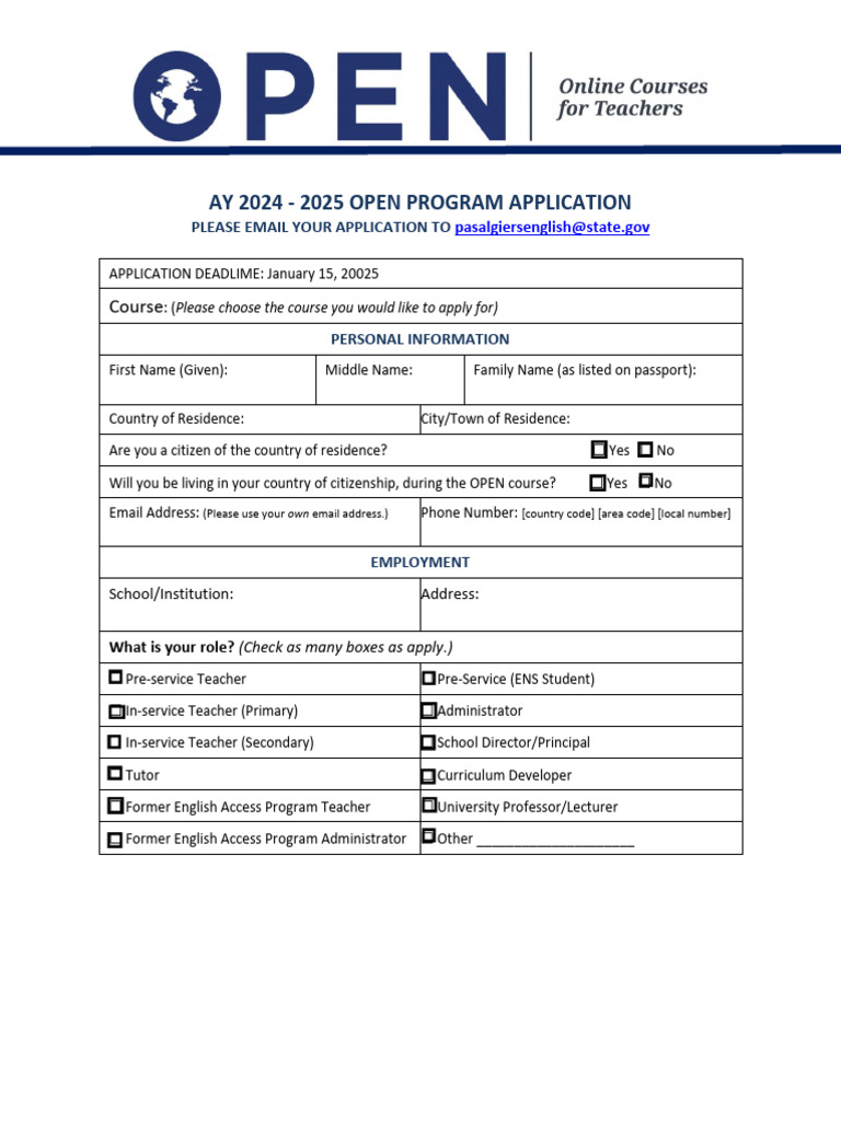 AY24-25-OPEN-Application-Form-Dyn | PDF | Educational Technology | Teachers
