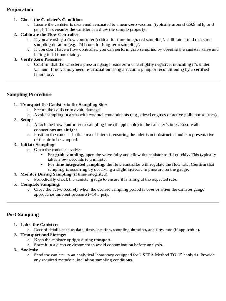 Canister Sampling Pdf Valve Vacuum