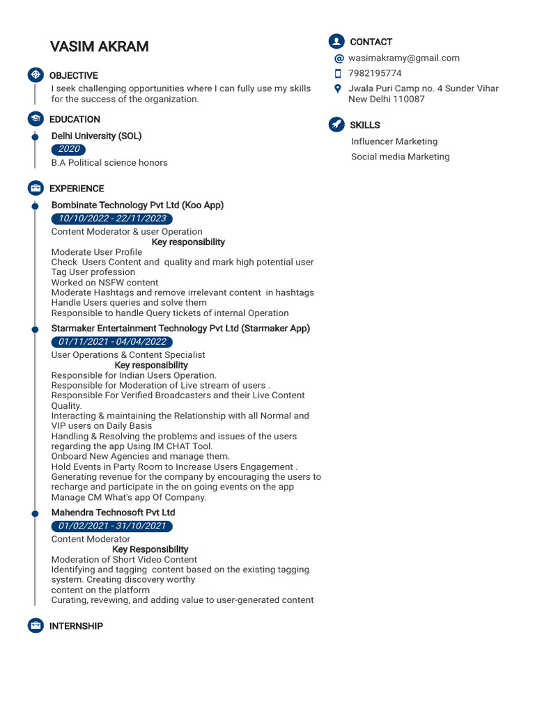 Vasim CV | PDF | Computing | World Wide Web