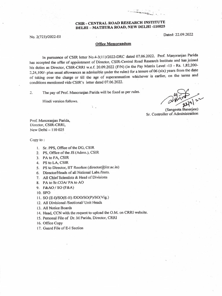 Pro Parida Director Crri 2022 | PDF