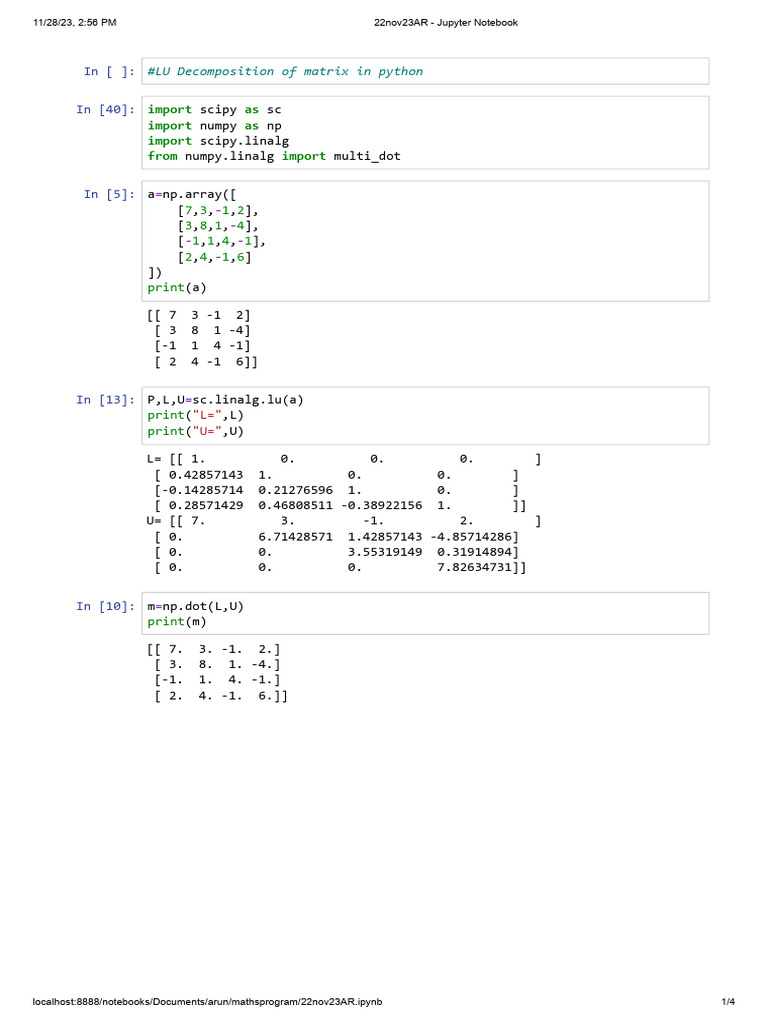 22nov23AR - Jupyter Notebook | PDF | Applied Mathematics | Factorization