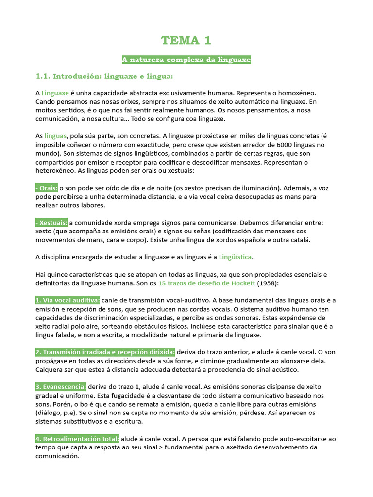 Ling仭stica - Tema 1 | PDF