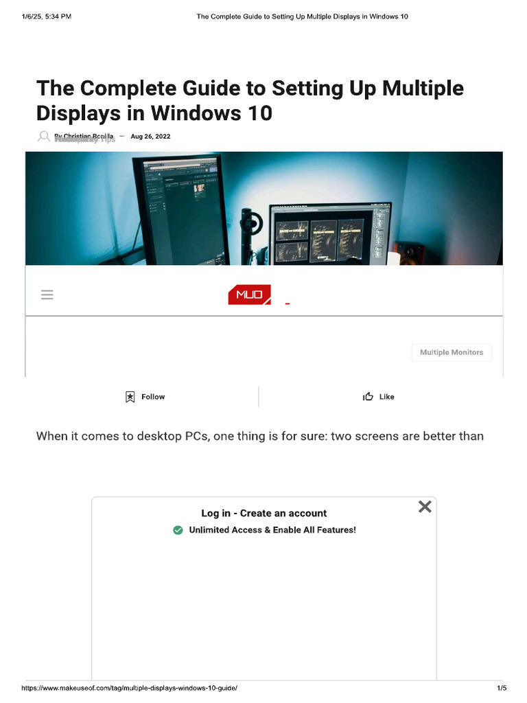 The Complete Guide to Setting Up Multiple Displays in Windows 10 | PDF