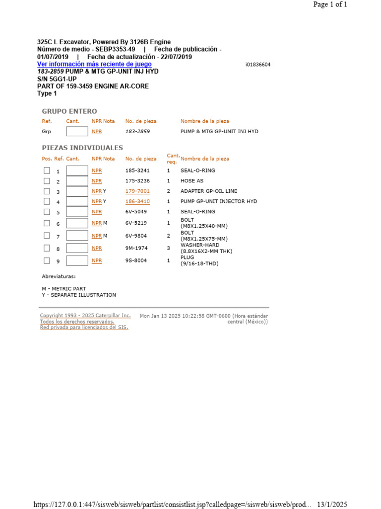 Numero de Parte Bomba Heui Bfe | PDF