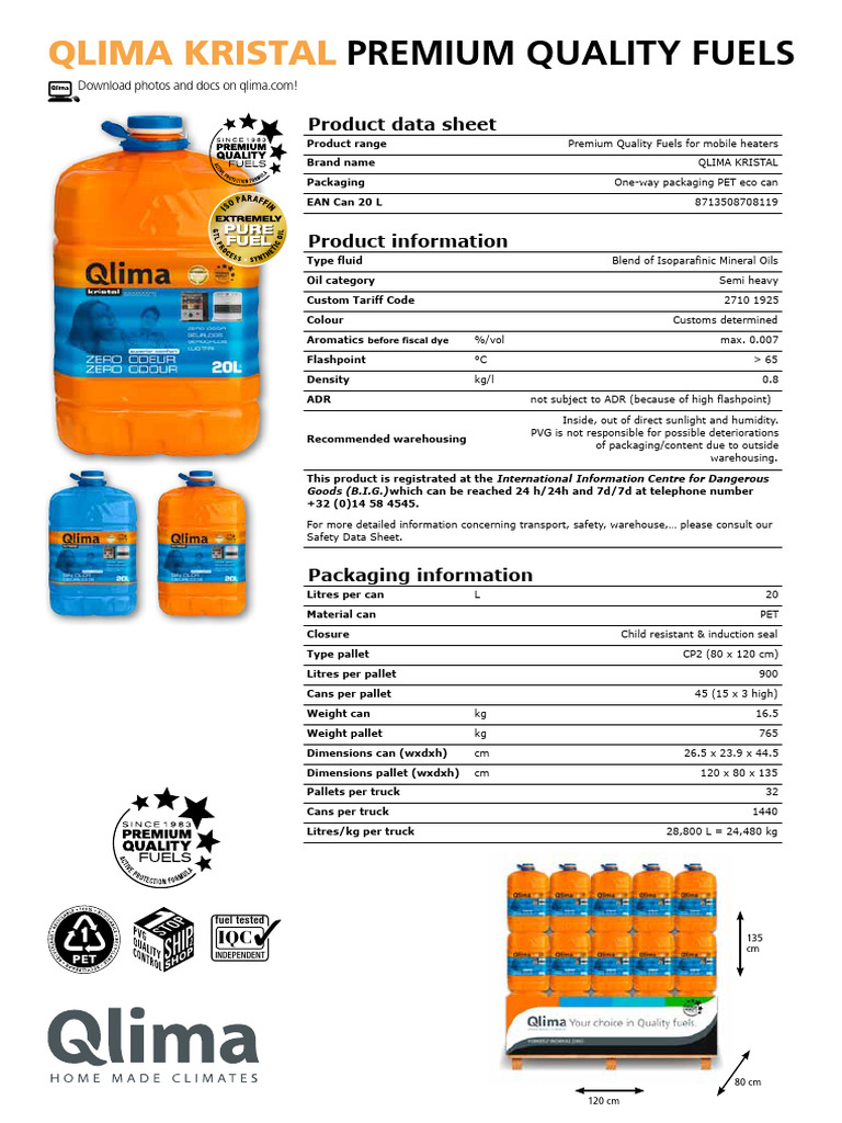 Qlima Kristall-Datenblatt | PDF | Packaging And Labeling | Pallet