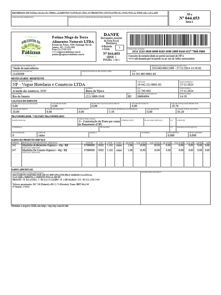 Olist Tiny - 1 | PDF | Recibo | Documentos empresariais