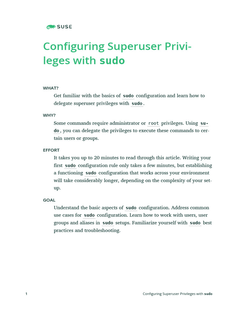 sudo-configure-superuser-privileges_en | PDF | Sudo | Superuser sudo-configure-superuser-privileges_en | PDF | Sudo | Superuser