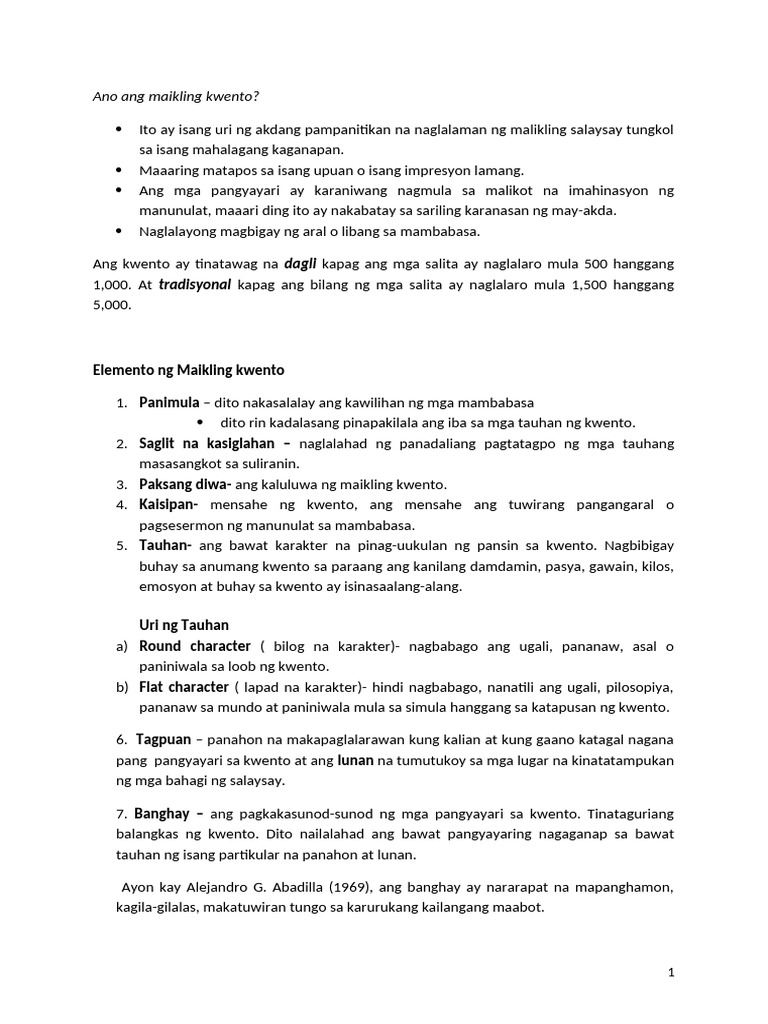 Maikling Kwento at Nobela Compilation | PDF