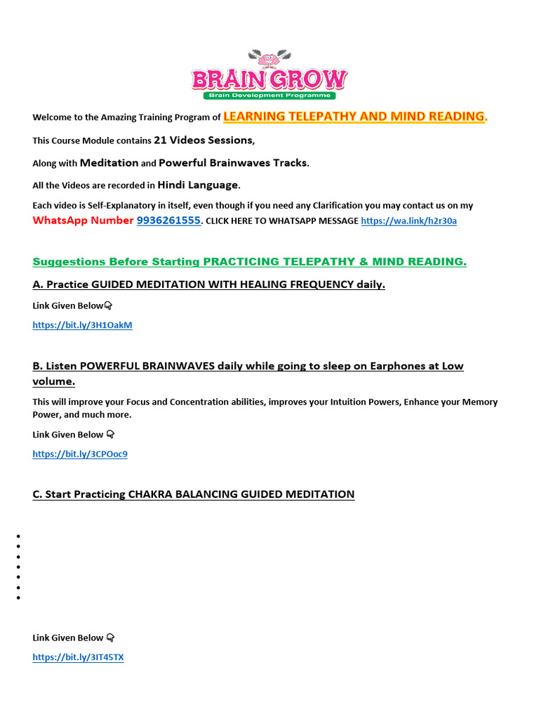 Learn Telepathy and Mind Reading Course Material B - 230711 - 081541 | PDF | Telepathy | Mind
