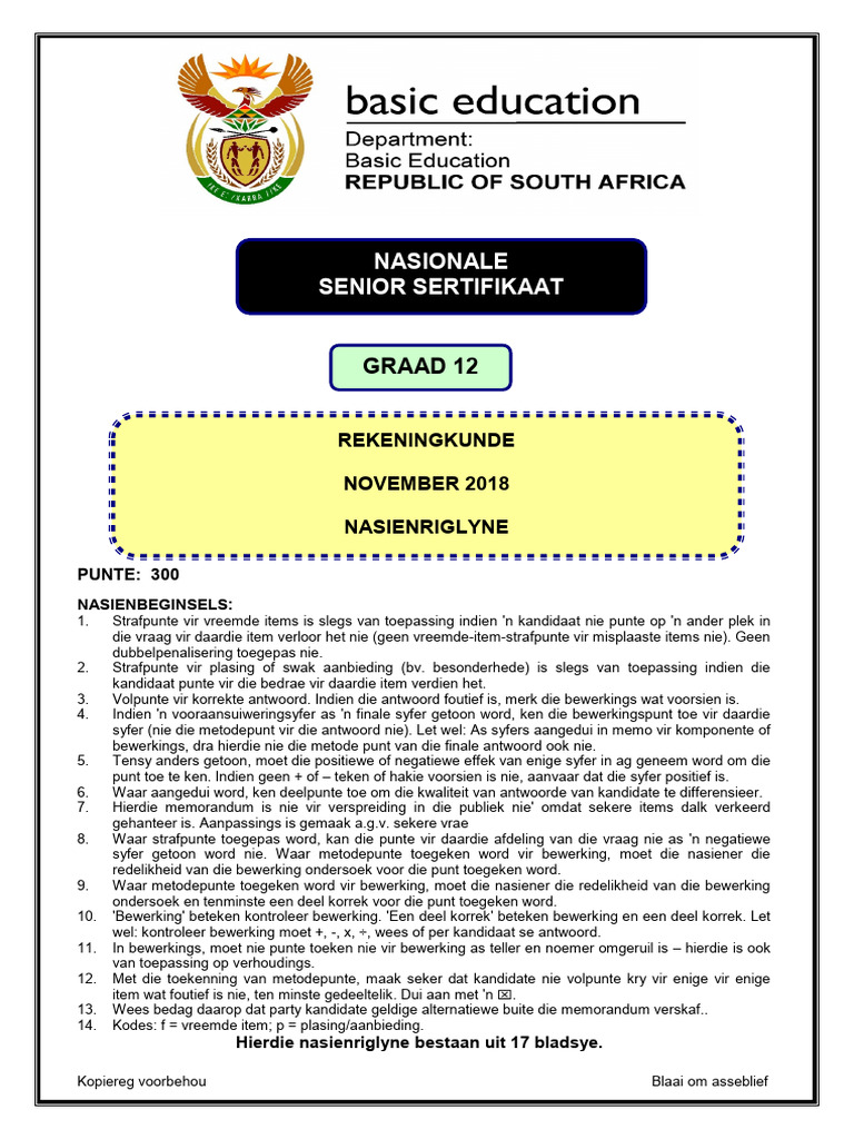 Accounting Nov 2018 FINAL Memo Afr. (1) | PDF