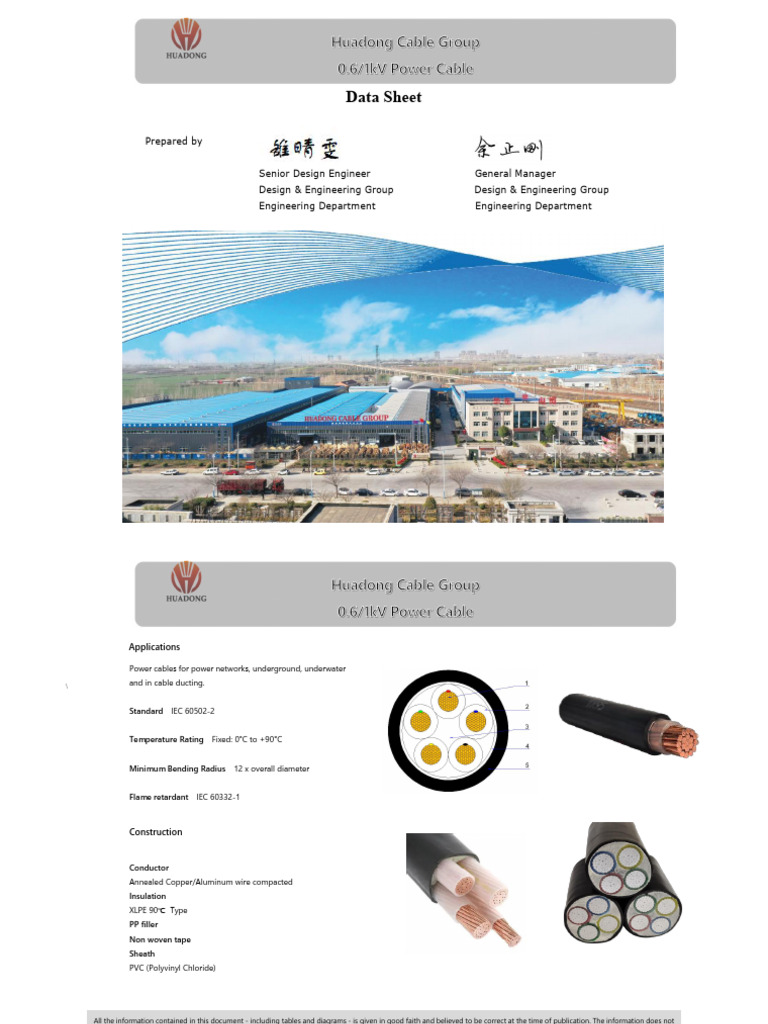 Power Cable Specifications Data Sheet | PDF | Building Engineering ...