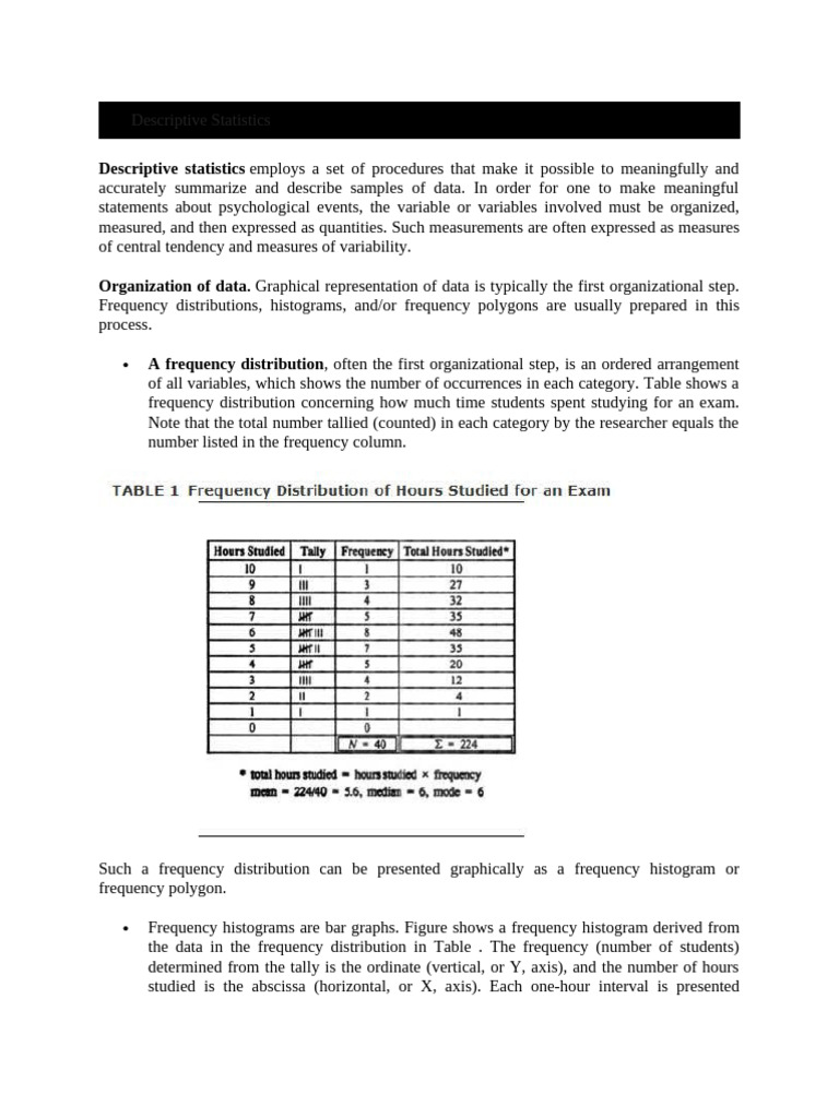 Descriptive Statistic, Theory | PDF | Arithmetic Mean | Histogram