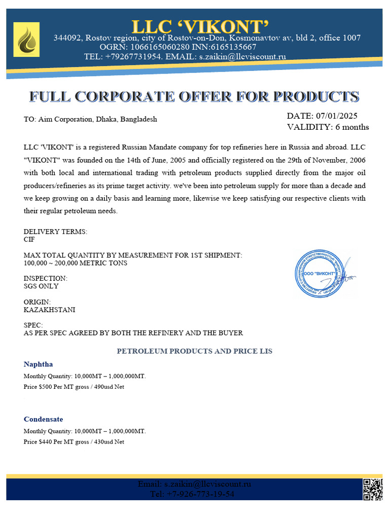 FCO For Naphtha CIF Standard Procedure - Edited New | PDF | Letter Of ...