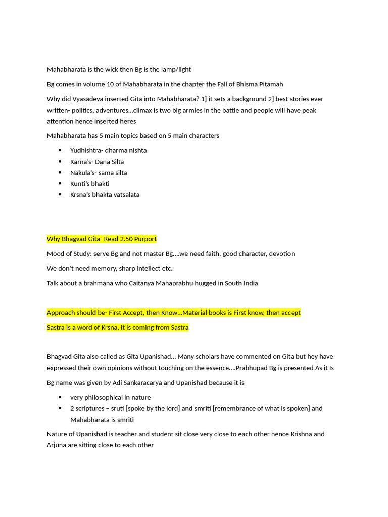 Insights on Bhagavad Gita in Mahabharata | PDF | Bhagavad Gita ...