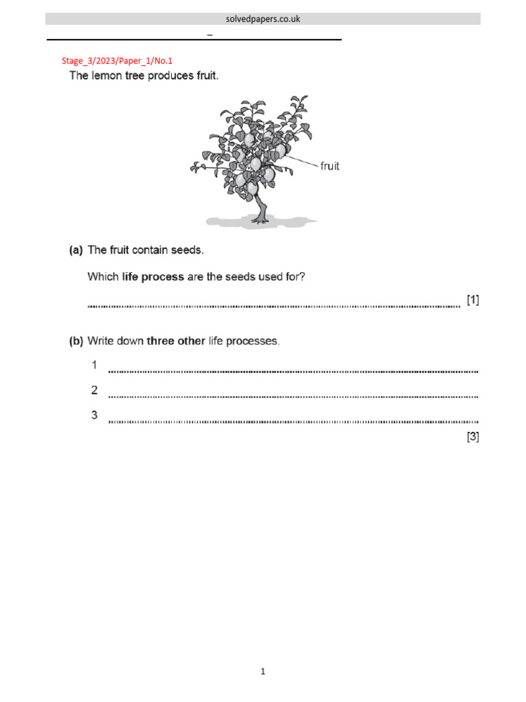 2023 - 2 Life Processes in Animals and Plants Checkpoint Primary ...