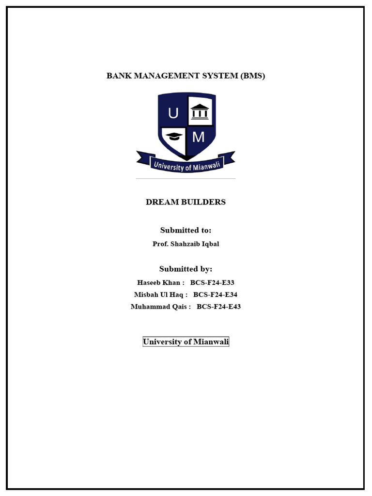 BANK MANAGEMENT SYSTEM Print | PDF