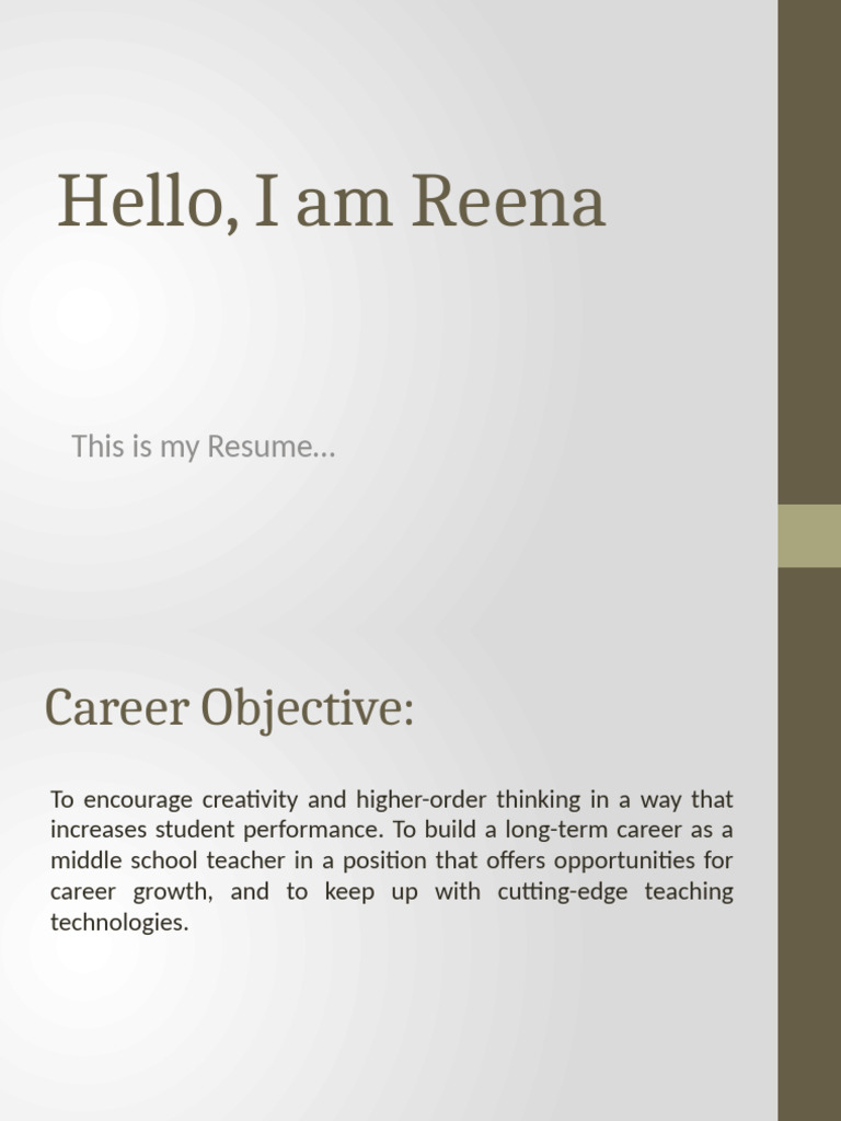 Reena's Teaching Resume and Profile | PDF