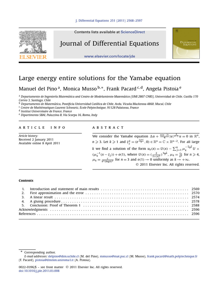 Large Energy Solutions for Yamabe Equation | PDF | Mathematics ...