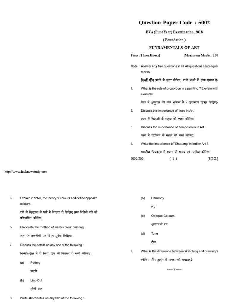 Bva 1 Year Foundation Fundamentals of Art 5002 2018 | PDF | Artistic ...