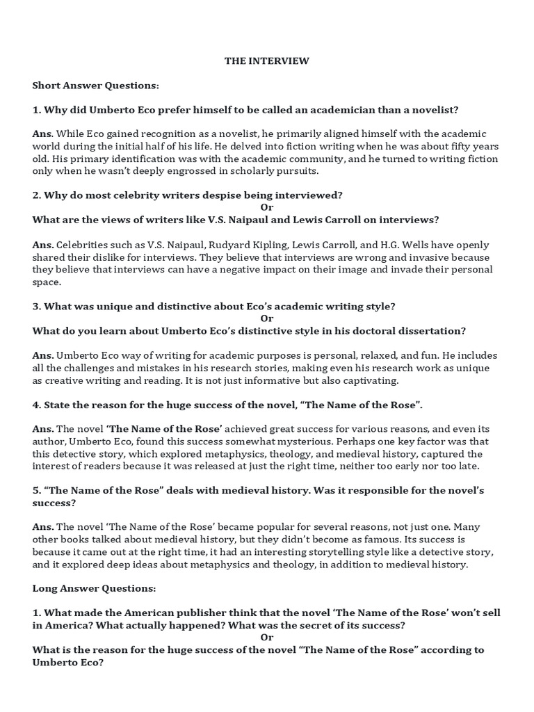 The Interview | PDF | Novels