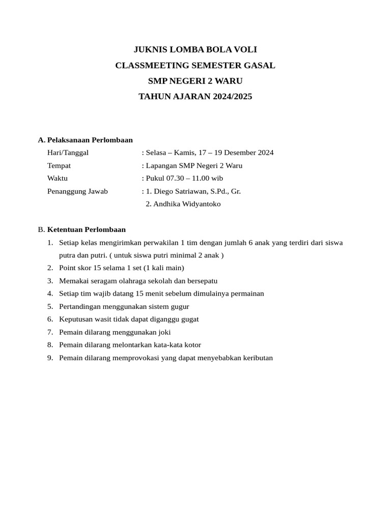 JUKNIS Classmeet | PDF